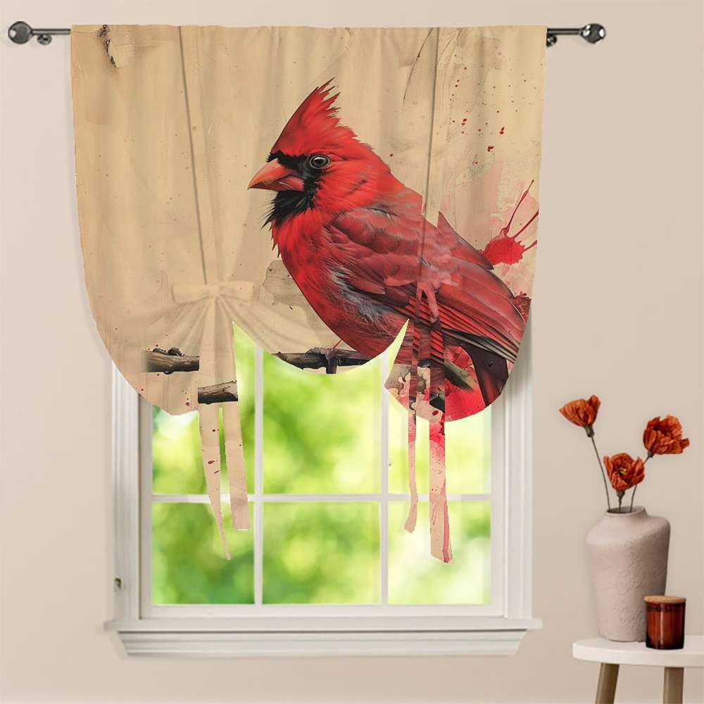 Cardinal Bird Winter Greenery Window Curtain for Living Room Roman ...
