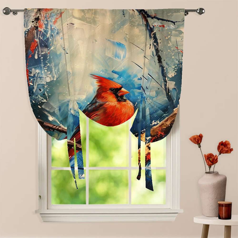 Cardinal Bird Winter Greenery Window Curtain for Living Room Roman ...