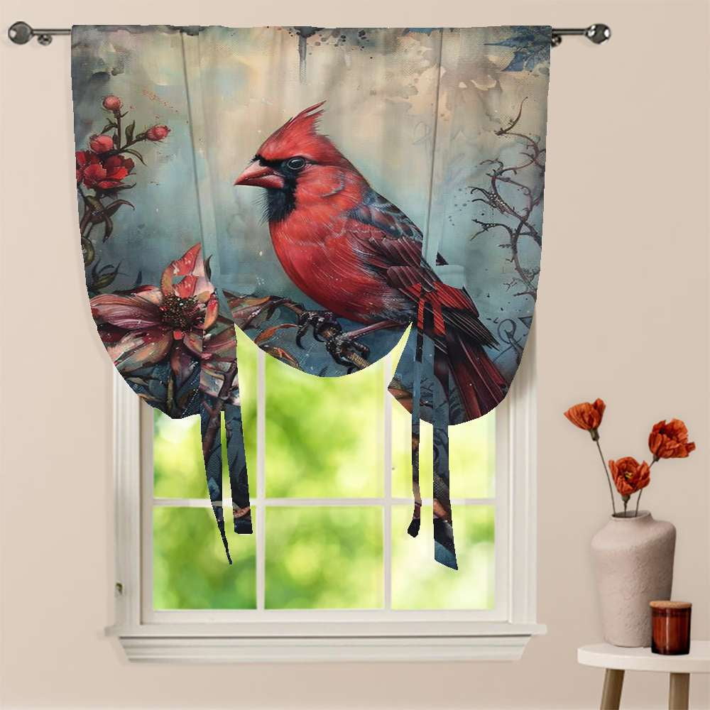 Cardinal Bird Winter Greenery Window Curtain for Living Room Roman ...