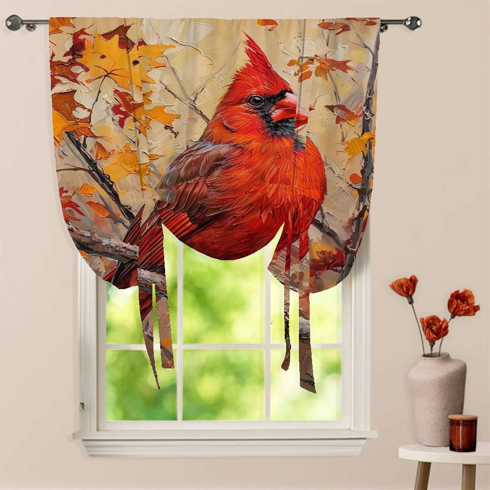 Cardinal Bird Winter Greenery Window Curtain for Living Room Roman ...