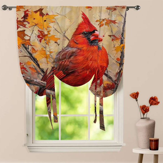 Cardinal Bird Winter Greenery Window Curtain for Living Room Roman ...