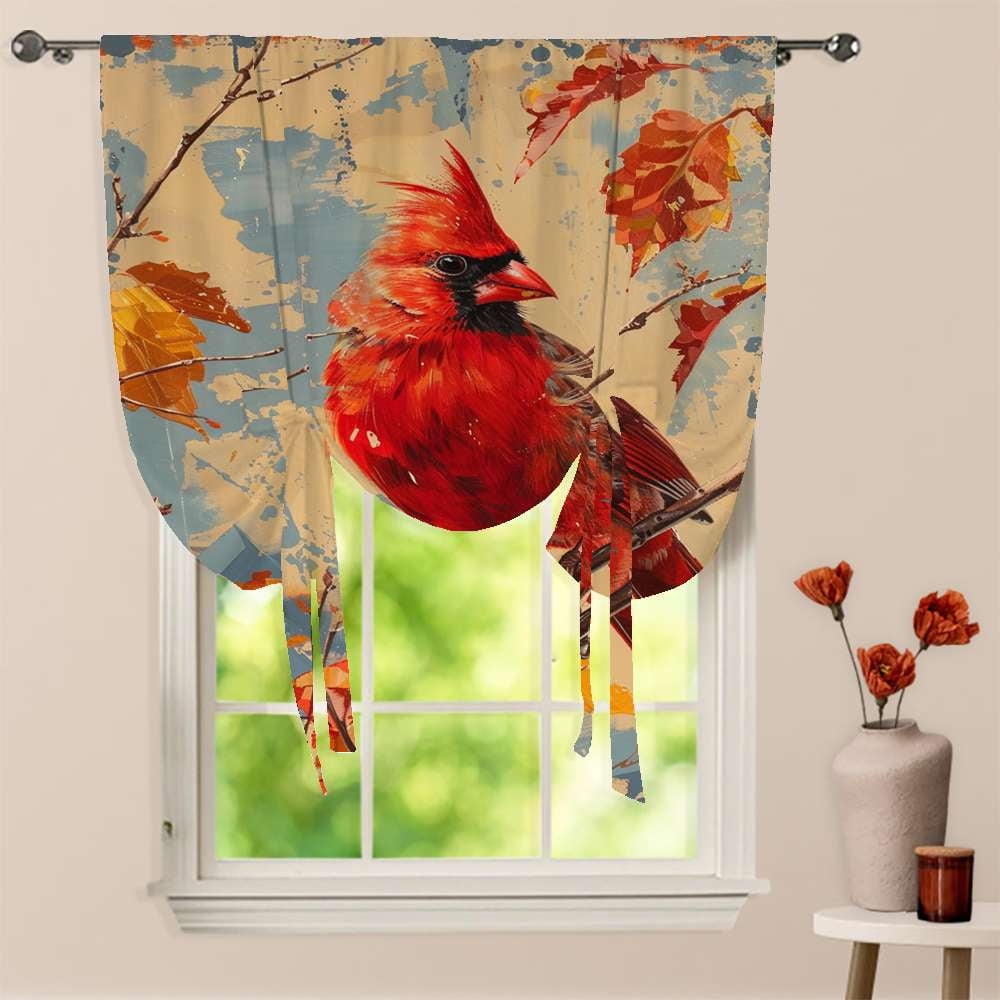 Cardinal Bird Winter Greenery Window Curtain for Living Room Roman ...