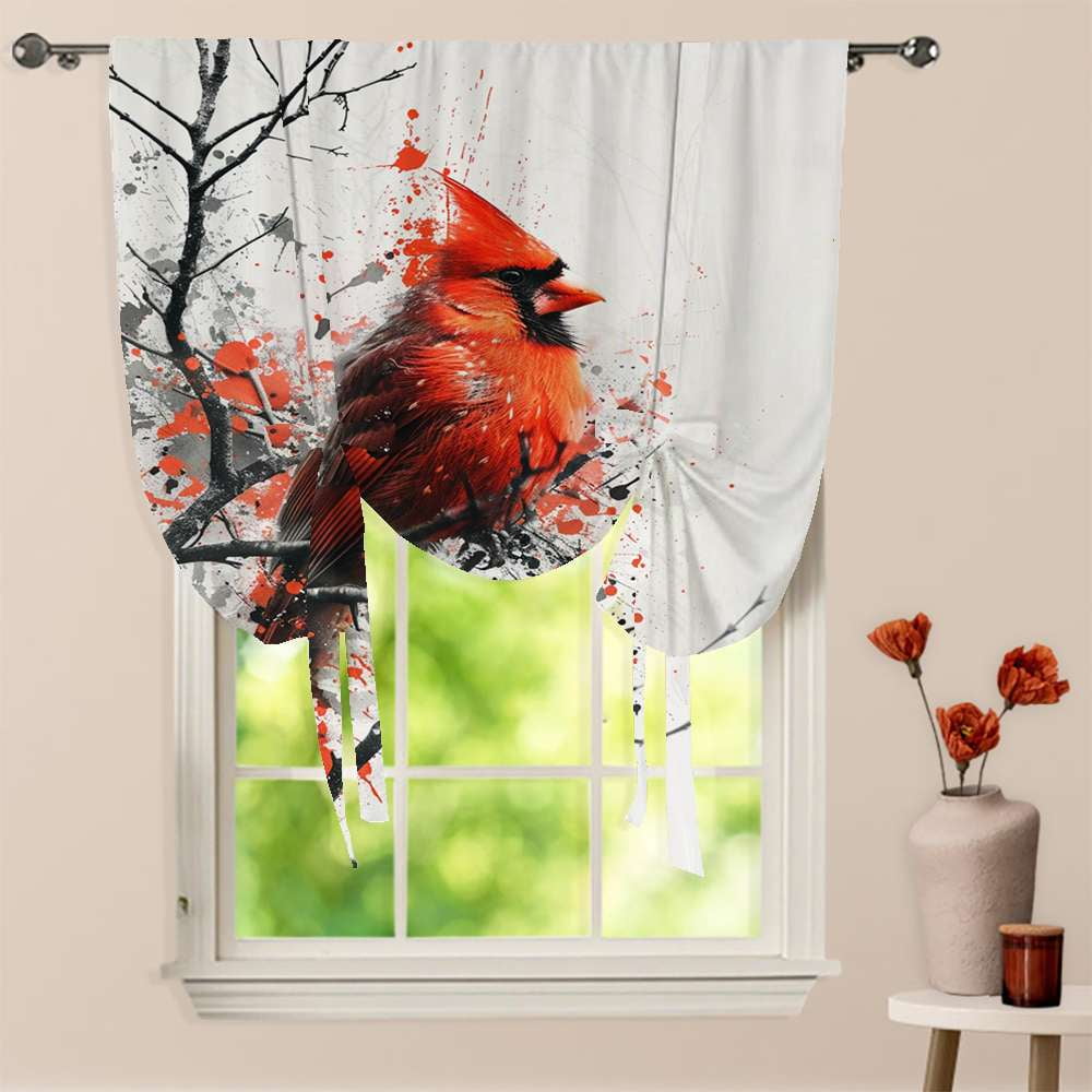 Cardinal Bird Winter Greenery Window Curtain for Living Room Roman ...