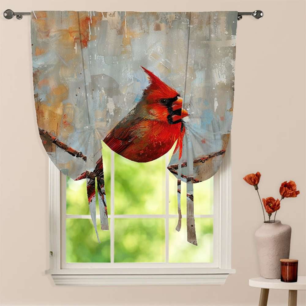 Cardinal Bird Winter Greenery Window Curtain for Living Room Roman ...
