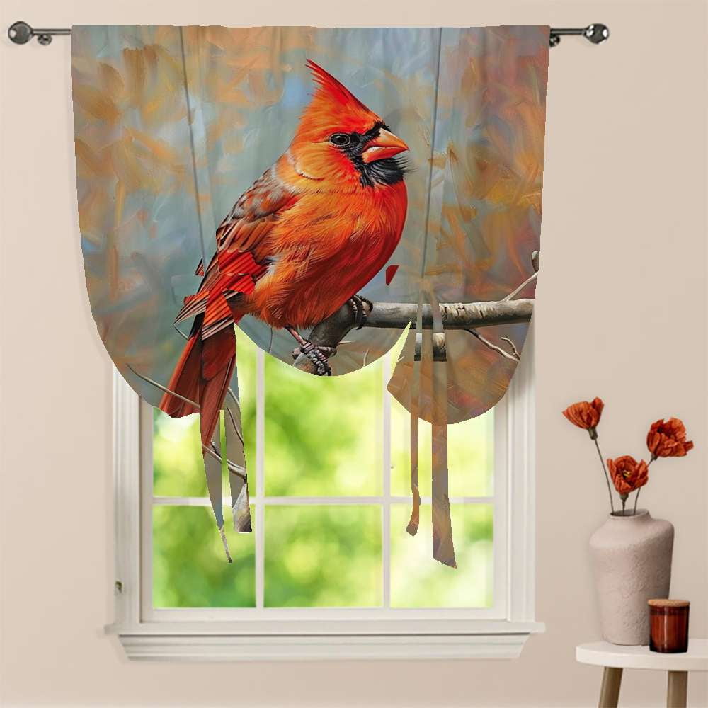 Cardinal Bird Winter Greenery Window Curtain for Living Room Roman ...