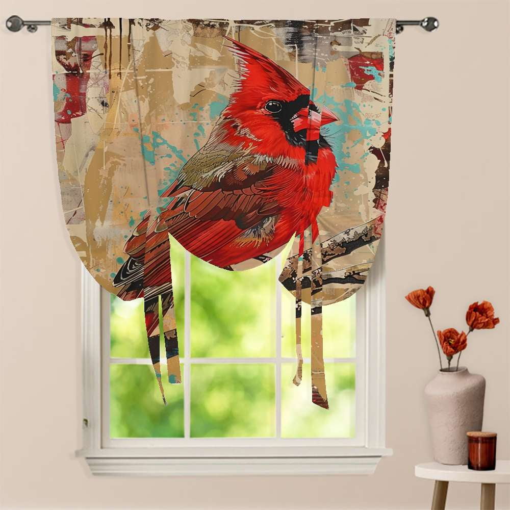 Cardinal Bird Winter Greenery Window Curtain for Living Room Roman ...