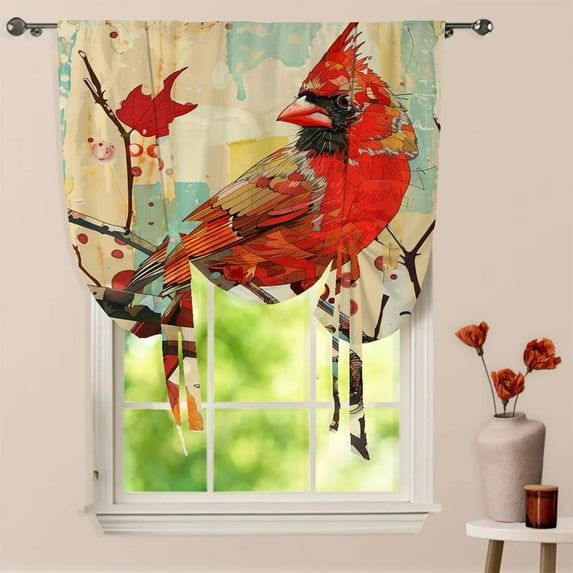 Cardinal Bird Winter Greenery Window Curtain for Living Room Roman ...