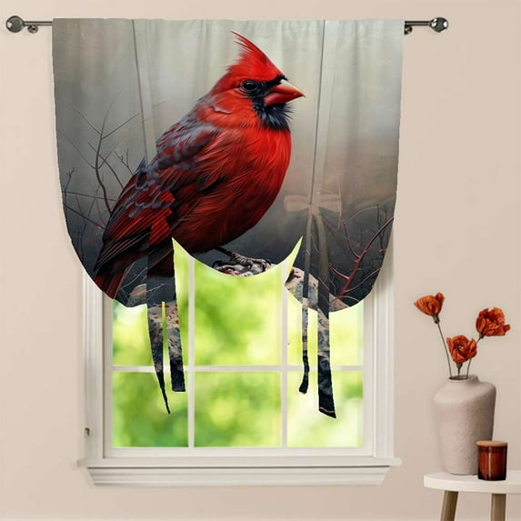 Cardinal Bird Winter Greenery Window Curtain for Living Room Roman ...