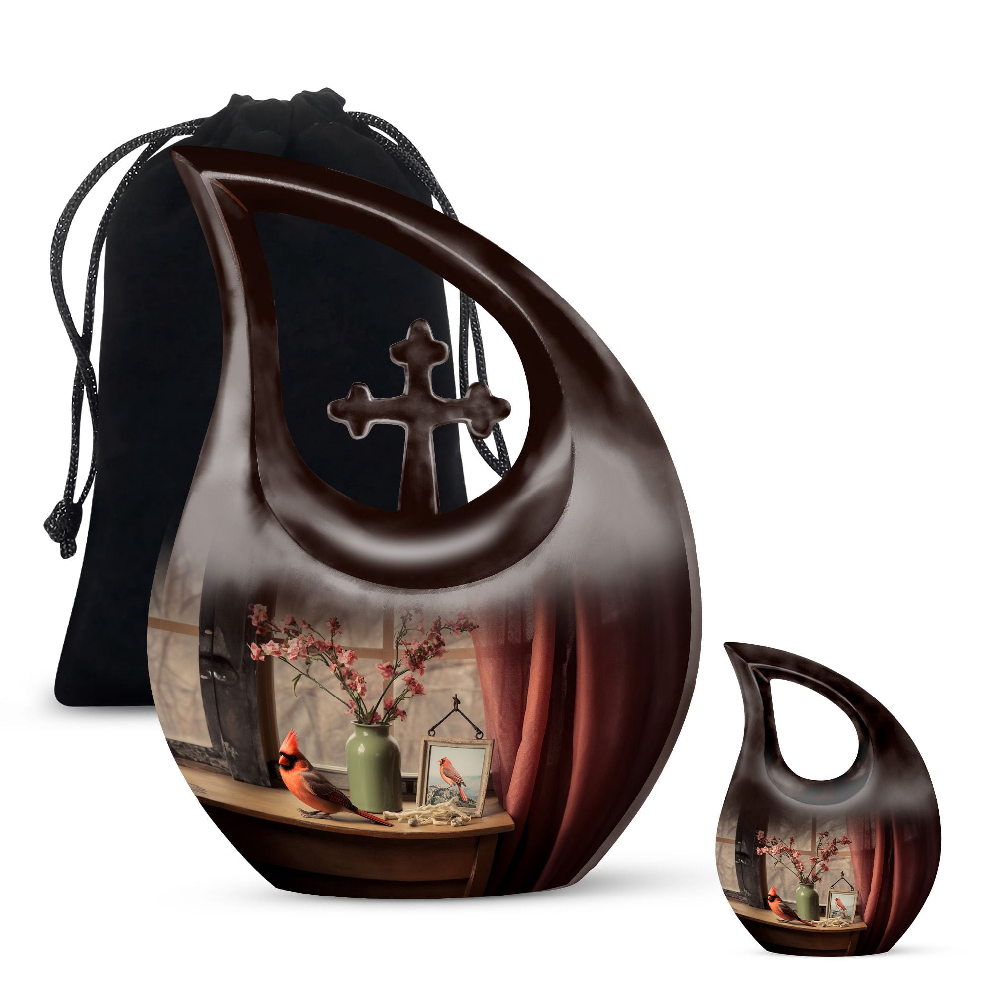 Cardinal Bird urn - urns for human ashes adult female - memorial urns ...