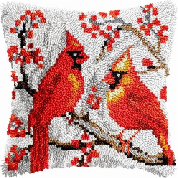 Cardinal Birds Latch Hook Pillows Kits Cushion Pillow Cover with ...