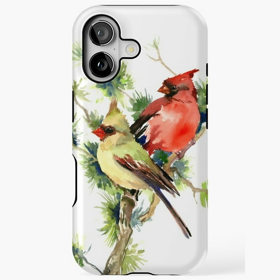 Cardinal Birds Male and Female Winter Nature Art iPhone Case 17 16 15 ...