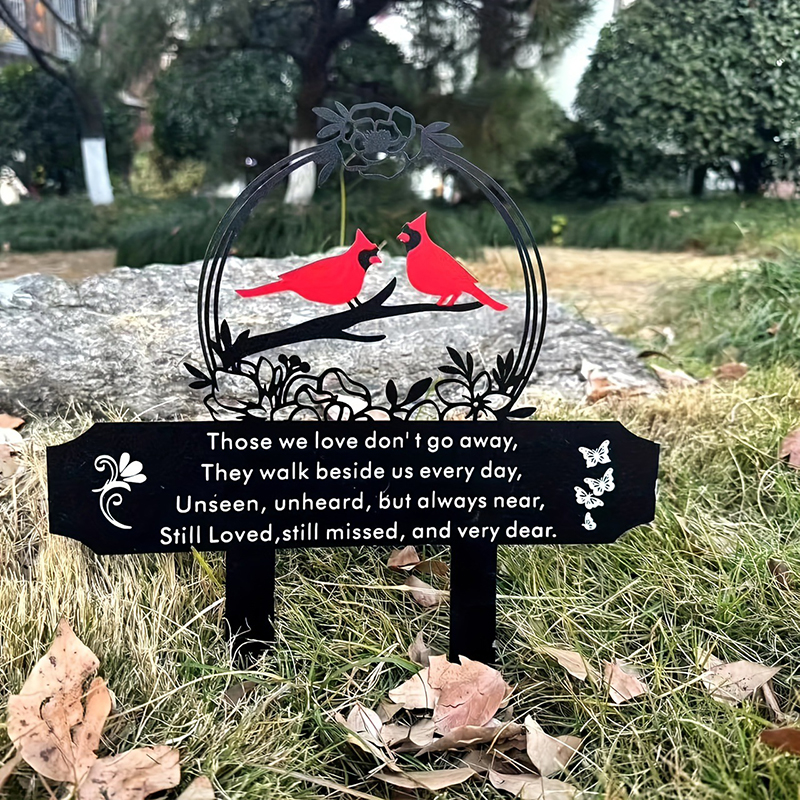 Cardinal Birds Memorial Plaque Stake - Touching Cemetery Decoration To ...