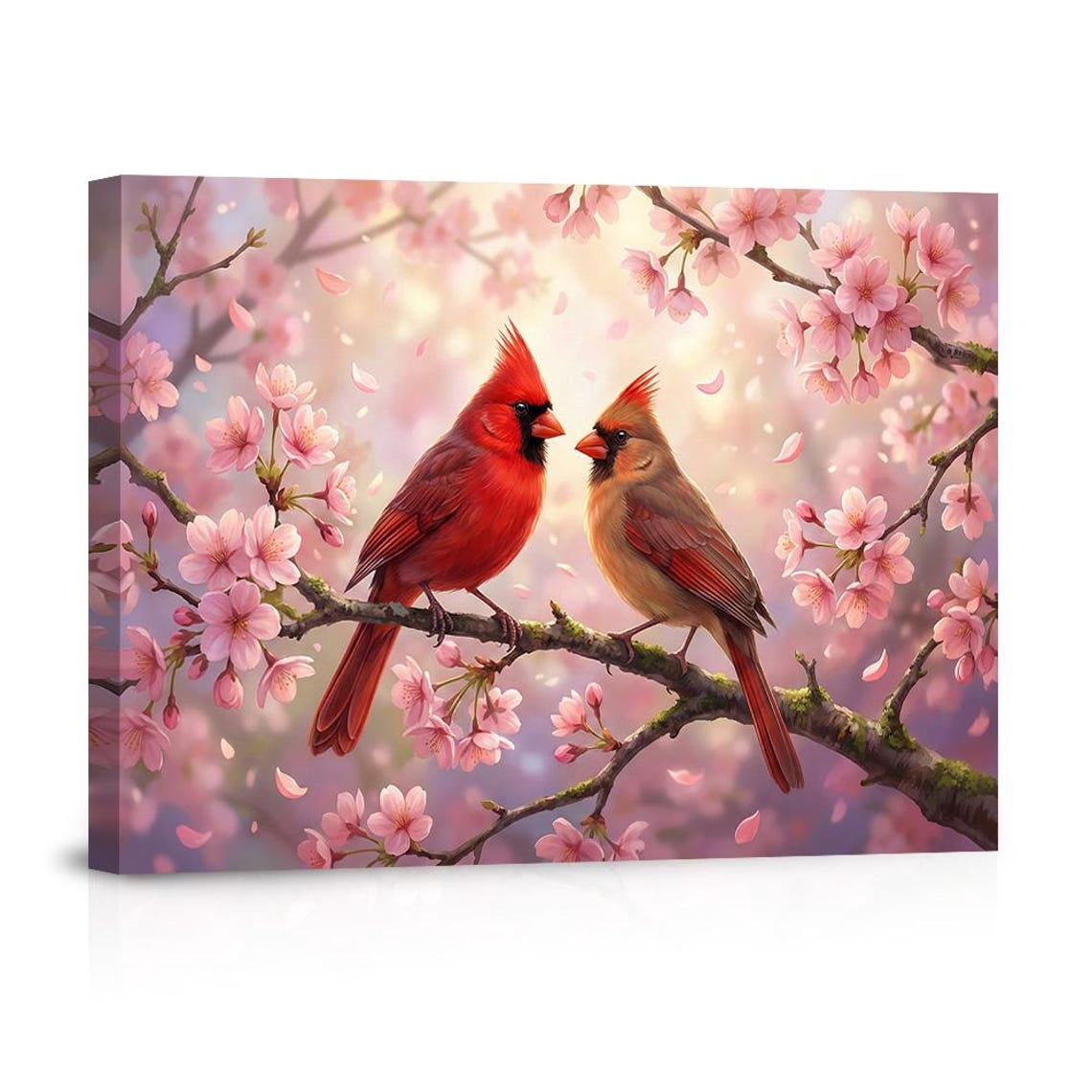 Cardinal Birds On Cherry Blossom Branch Romantic Floral Modern For ...