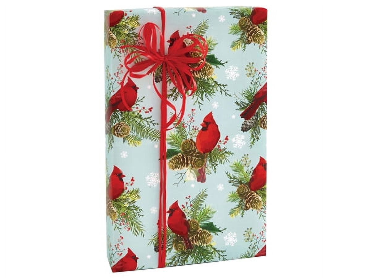 Cardinal Birds Wreaths and Bow Holiday /ChristmasGift Wrap Wrapping ...