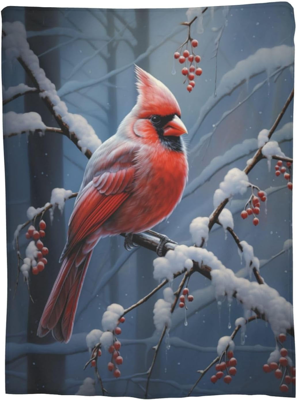 Cardinal Blanket Birds Cardinal Gifts Flannel Throw Blanket Snow Winter ...
