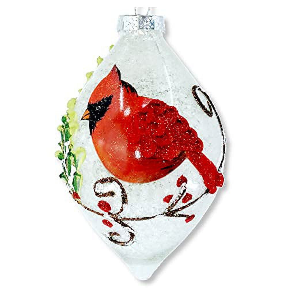 Cardinal Blown Frosted Glass Teardrop Ornament - Walmart.com
