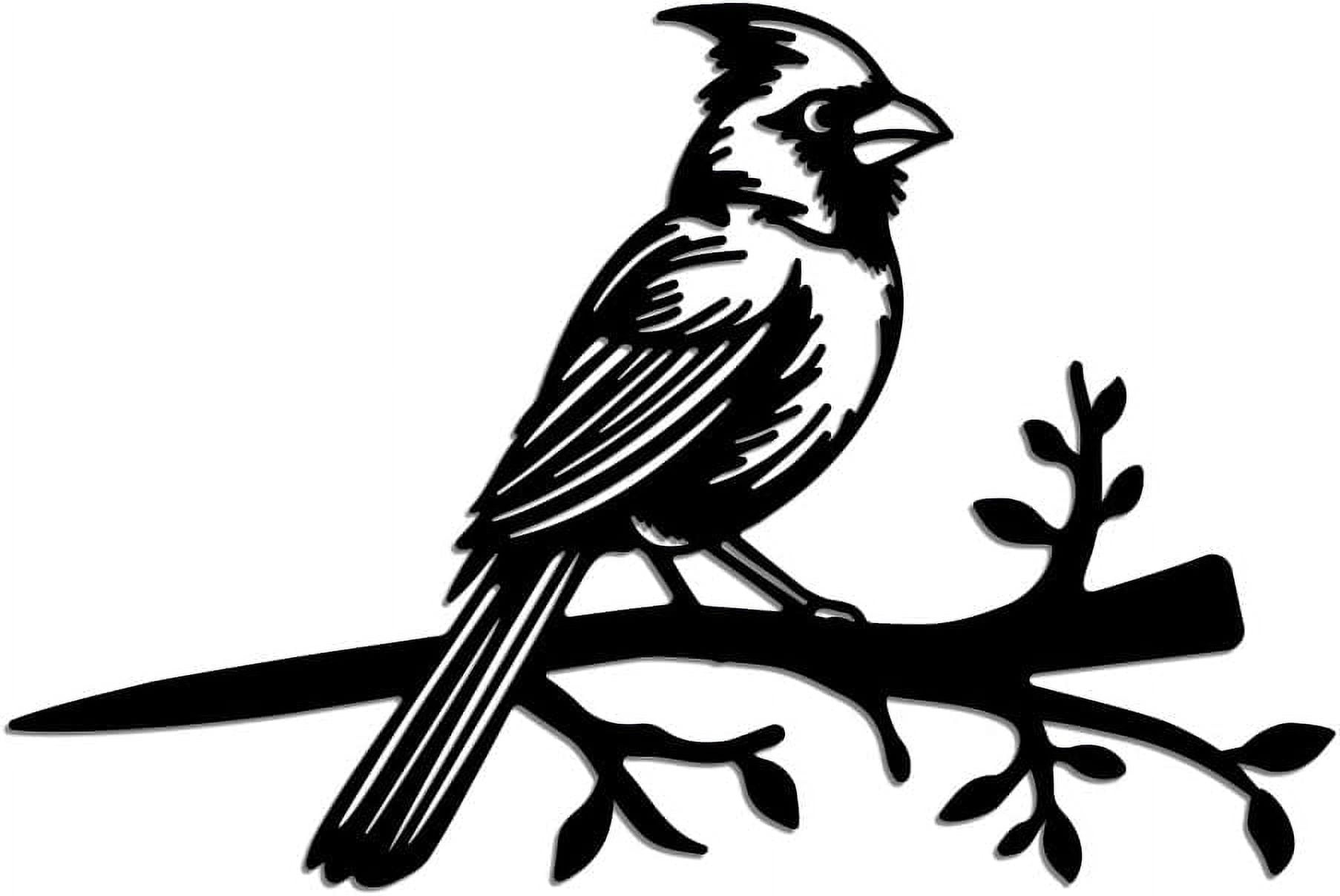 Cardinal on Branch Metal Yard Art Decor Bird Stainless Steel Outdoor ...
