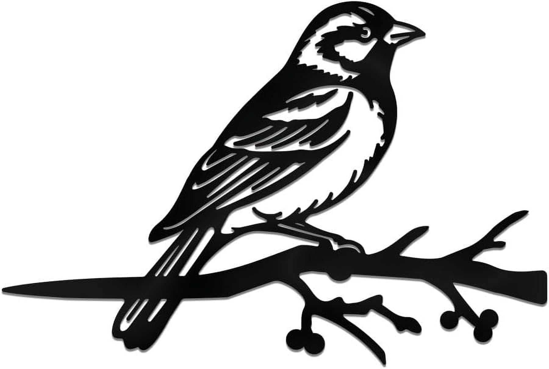 Cardinal on Branch Metal Yard Art Decor Bird Stainless Steel Outdoor ...