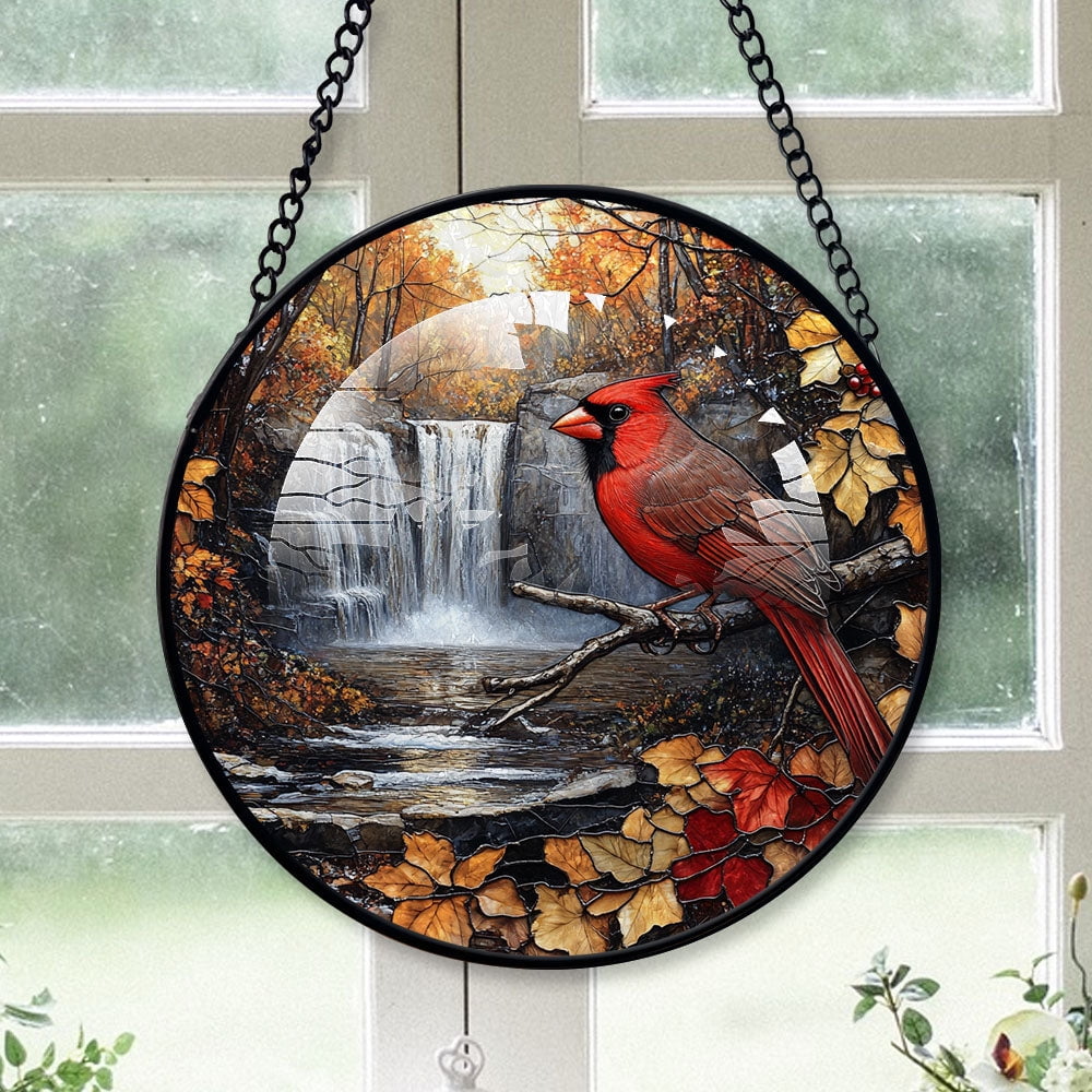Cardinal Christmas, Red Cardinal Stained Glass Window Hangings, Red ...