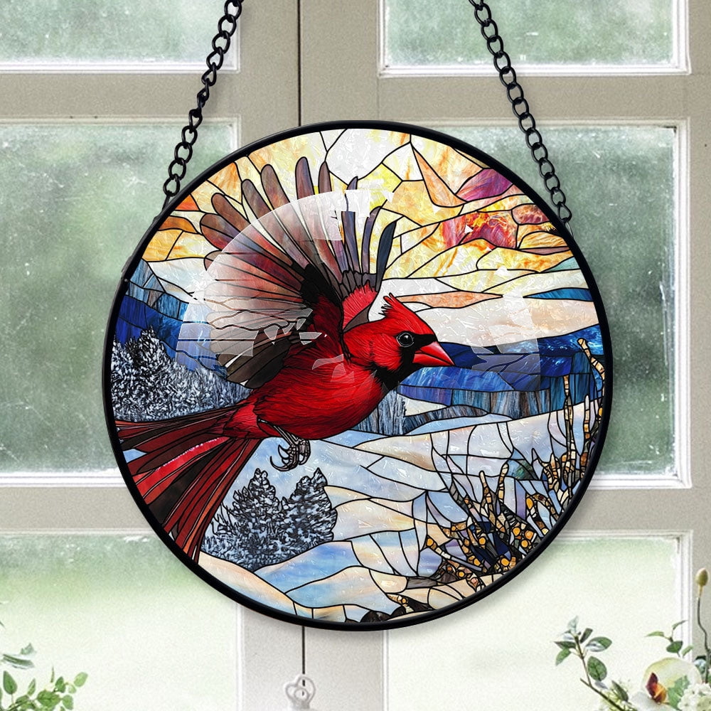 Cardinal Christmas Suncatchers 2025, Black Cardinal Stained Glass ...