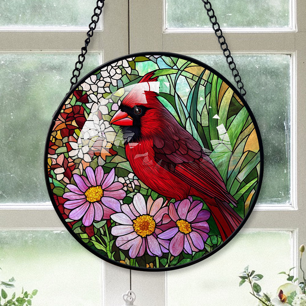 Cardinal Christmas Suncatchers 2025, Black Cardinal Stained Glass ...