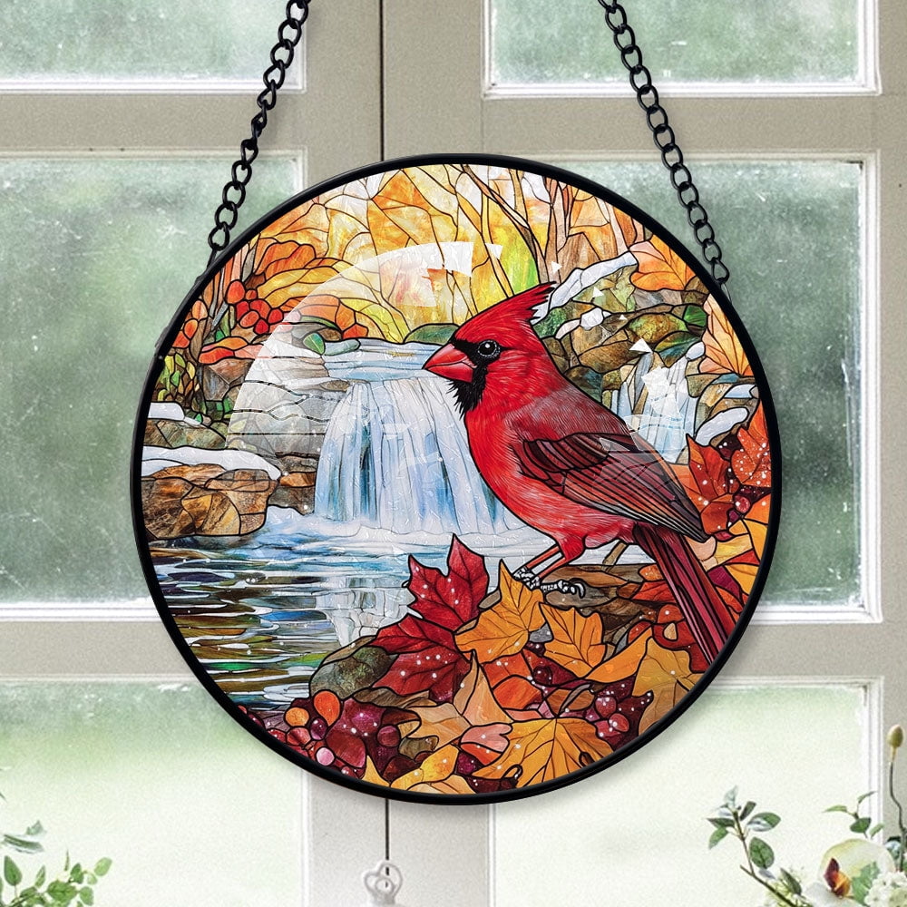 Cardinal Christmas Suncatchers 2025, Red Cardinal Stained Glass Window ...