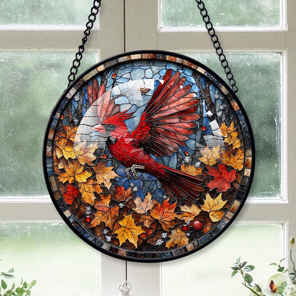 Cardinal Christmas Suncatchers 2025, Red Cardinal Stained Glass Window ...