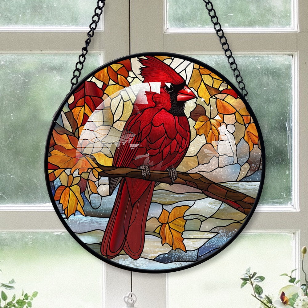 Cardinal Christmas Suncatchers, Red Cardinal Stained Glass Window ...