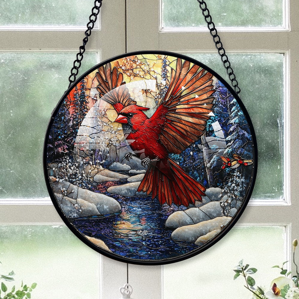 Cardinal Christmas Suncatchers, Red Cardinal Stained Glass Window ...
