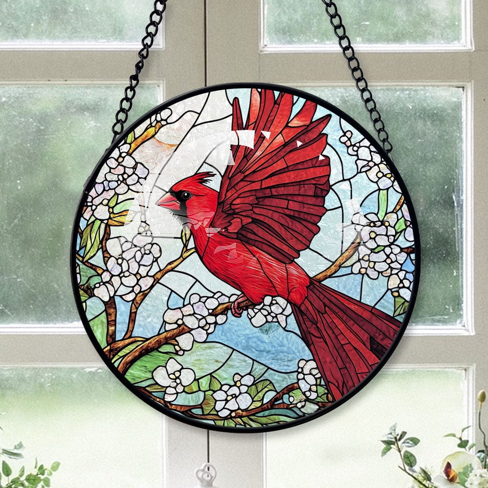 Cardinal Christmas Suncatchers, Red Cardinal Stained Glass Window ...