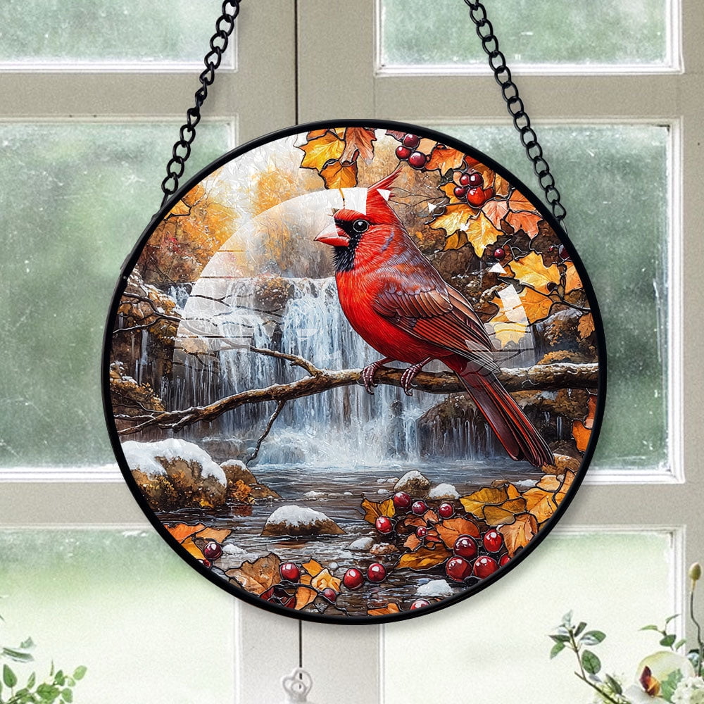 Cardinal Christmas Suncatchers, Red Cardinal Stained Glass Window ...
