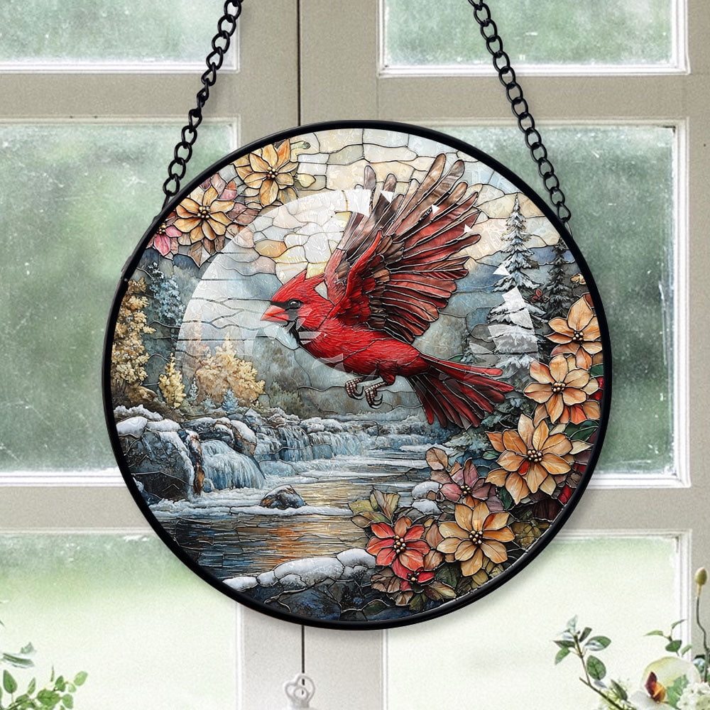 Cardinal Christmas Suncatchers, Red Cardinal Stained Glass Window ...
