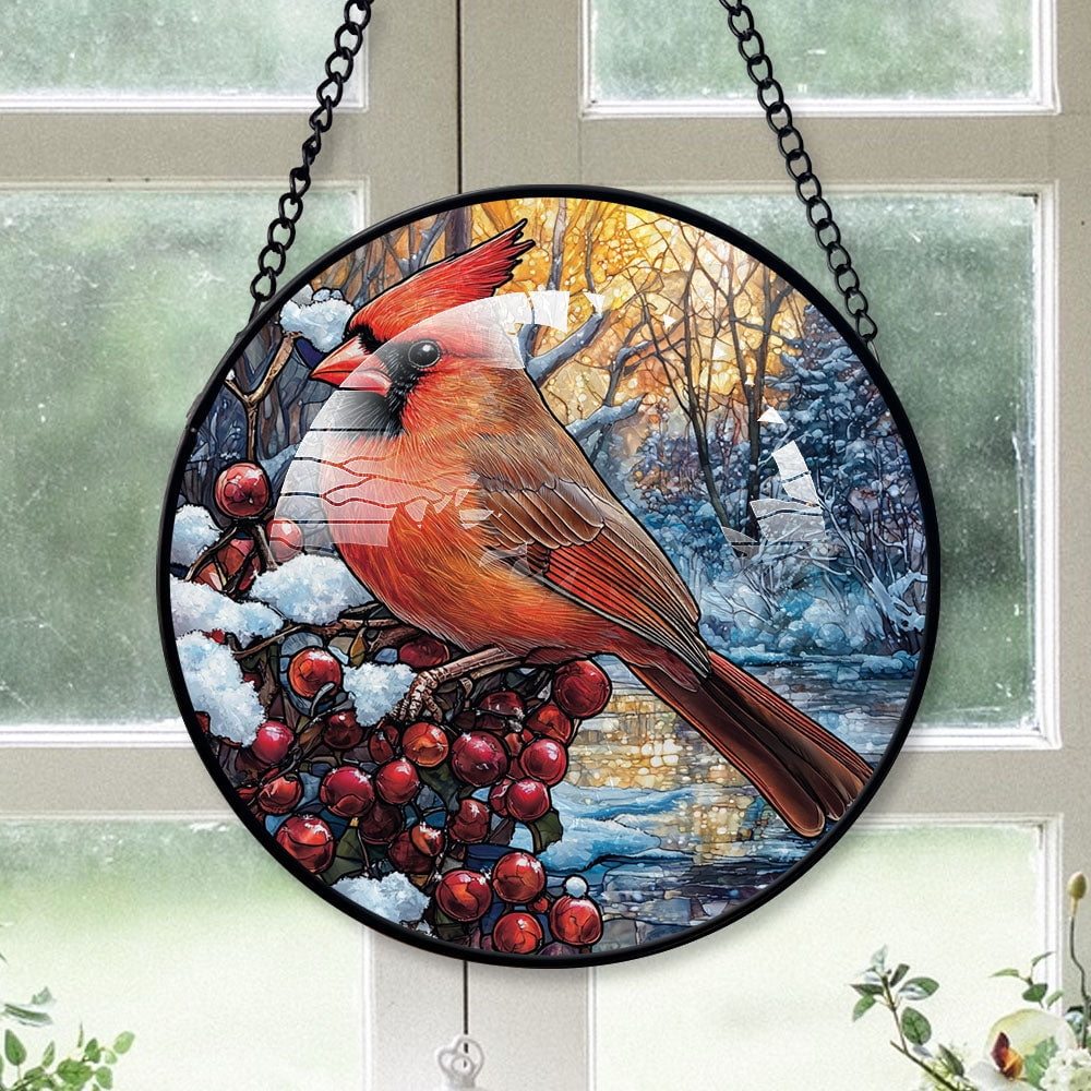 Cardinal Christmas Suncatchers, Red Cardinal Stained Glass Window ...