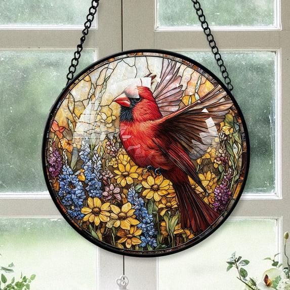 Cardinal Christmas Suncatchers, Red Cardinal Stained Glass Window ...