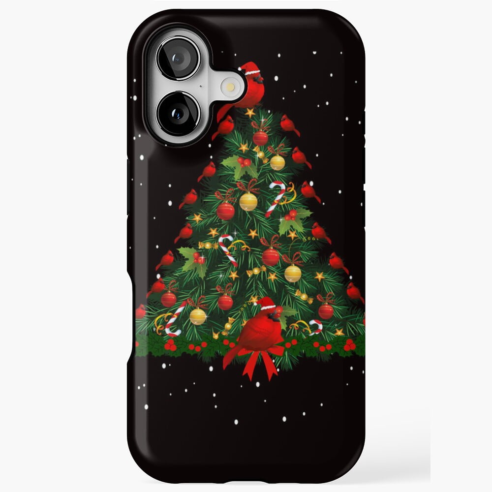 Cardinal Christmas Tree Red Bird Winter Holiday Case with iPhone 17 to ...