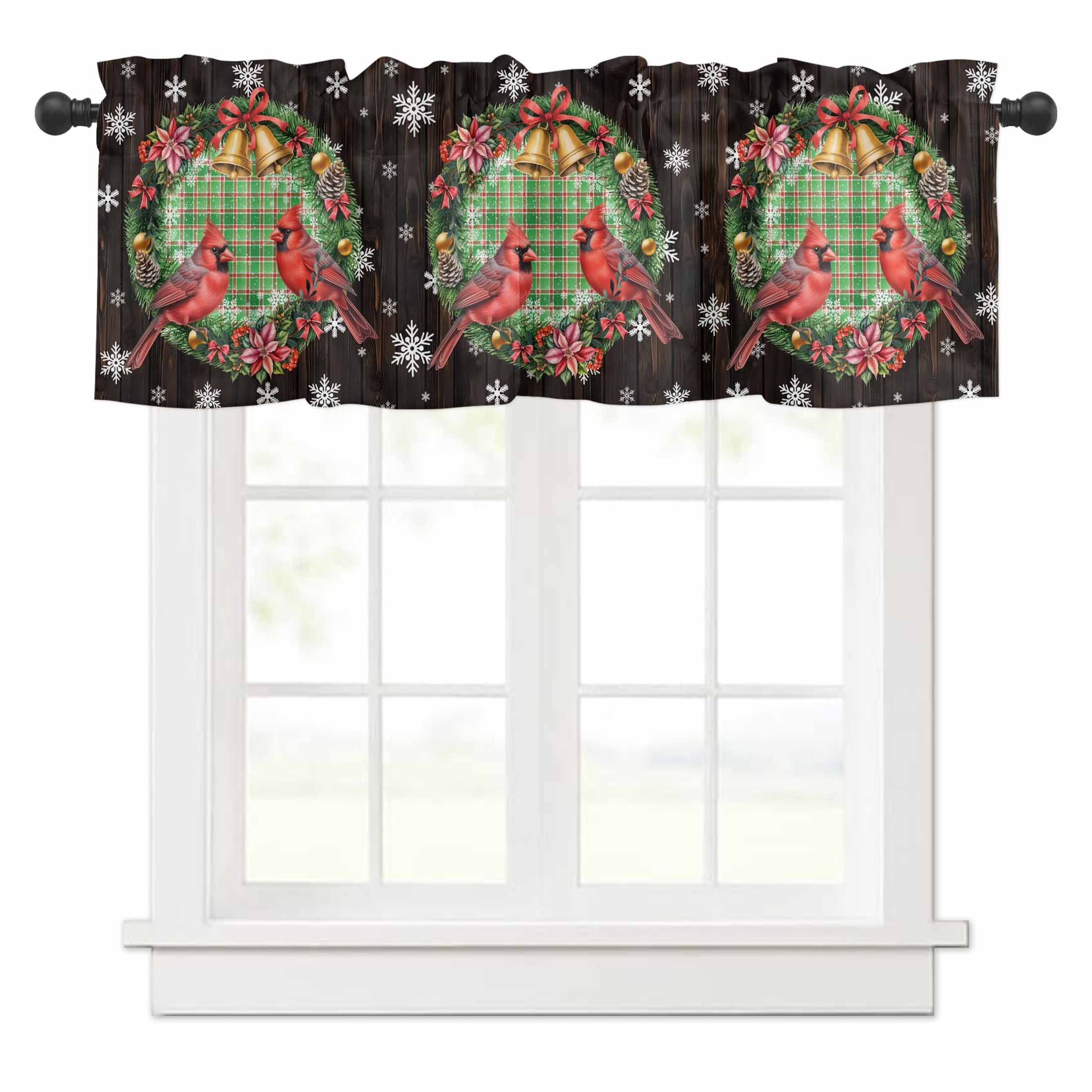 Cardinal Christmas Valances for Windows Rings Bells Snowflakes Winter ...