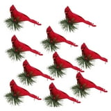 Cardinal Clip On Christmas Tree Ornament Decorations - Red Flocked Body ...