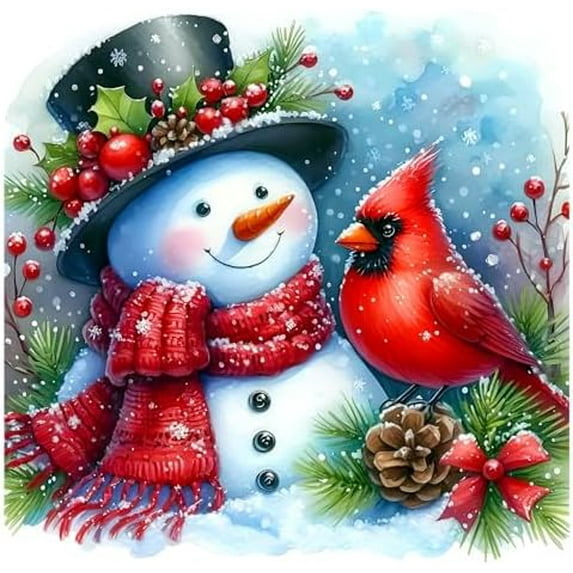 Cardinal Diamond Painting Kit for Adults, 5D Snowman Diamond Art ...