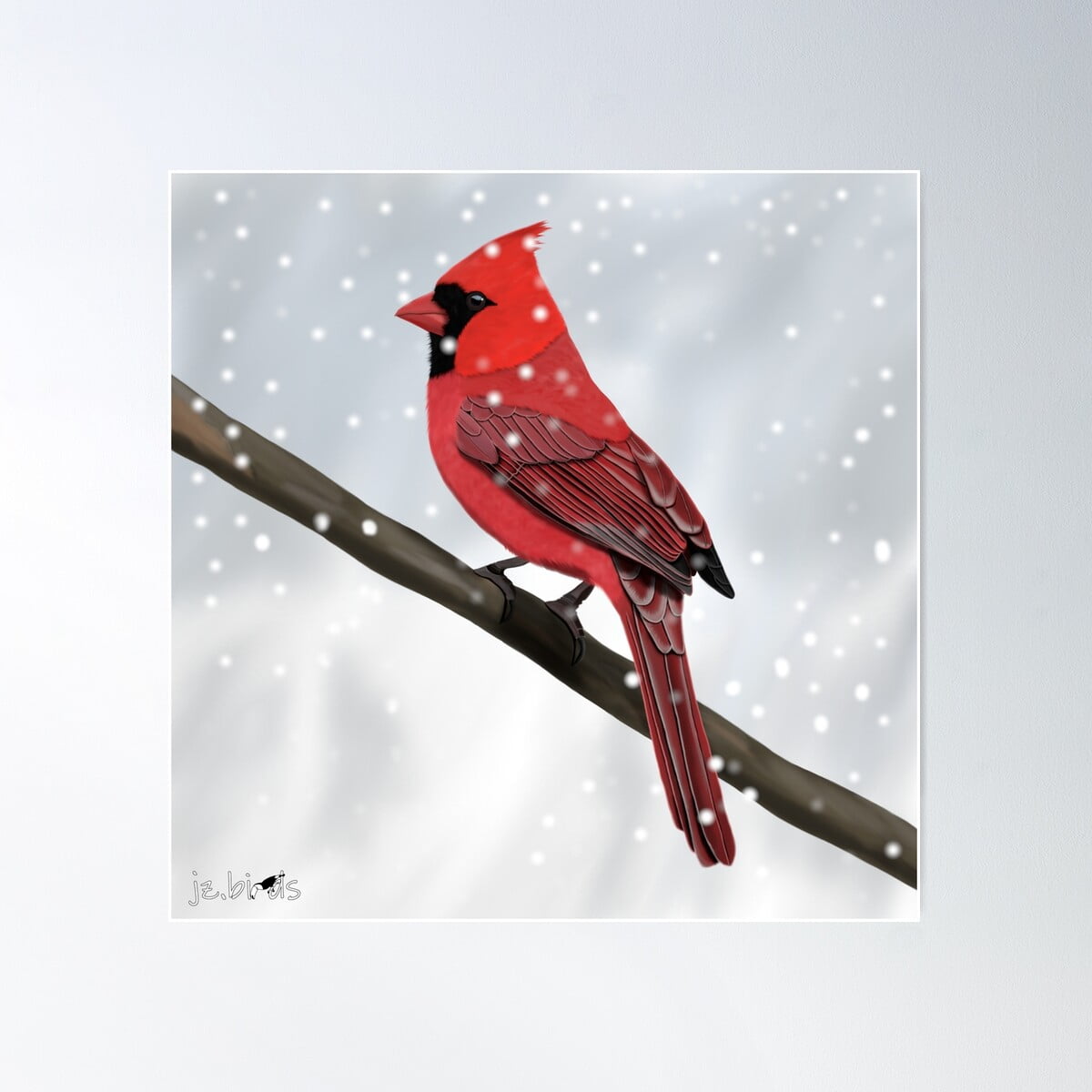 Cardinal Drawing Bird Art Poster Wall Art, Modern Wall Decor For Living ...