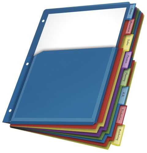 Cardinal Expanding Plastic Binder Dividers, Flexible Front Pockets ...