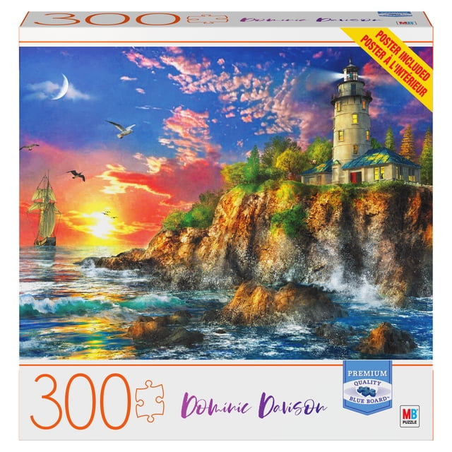 Cardinal Games Ocean Sunset Lighthouse 300 Pieces Jigsaw Puzzle ...