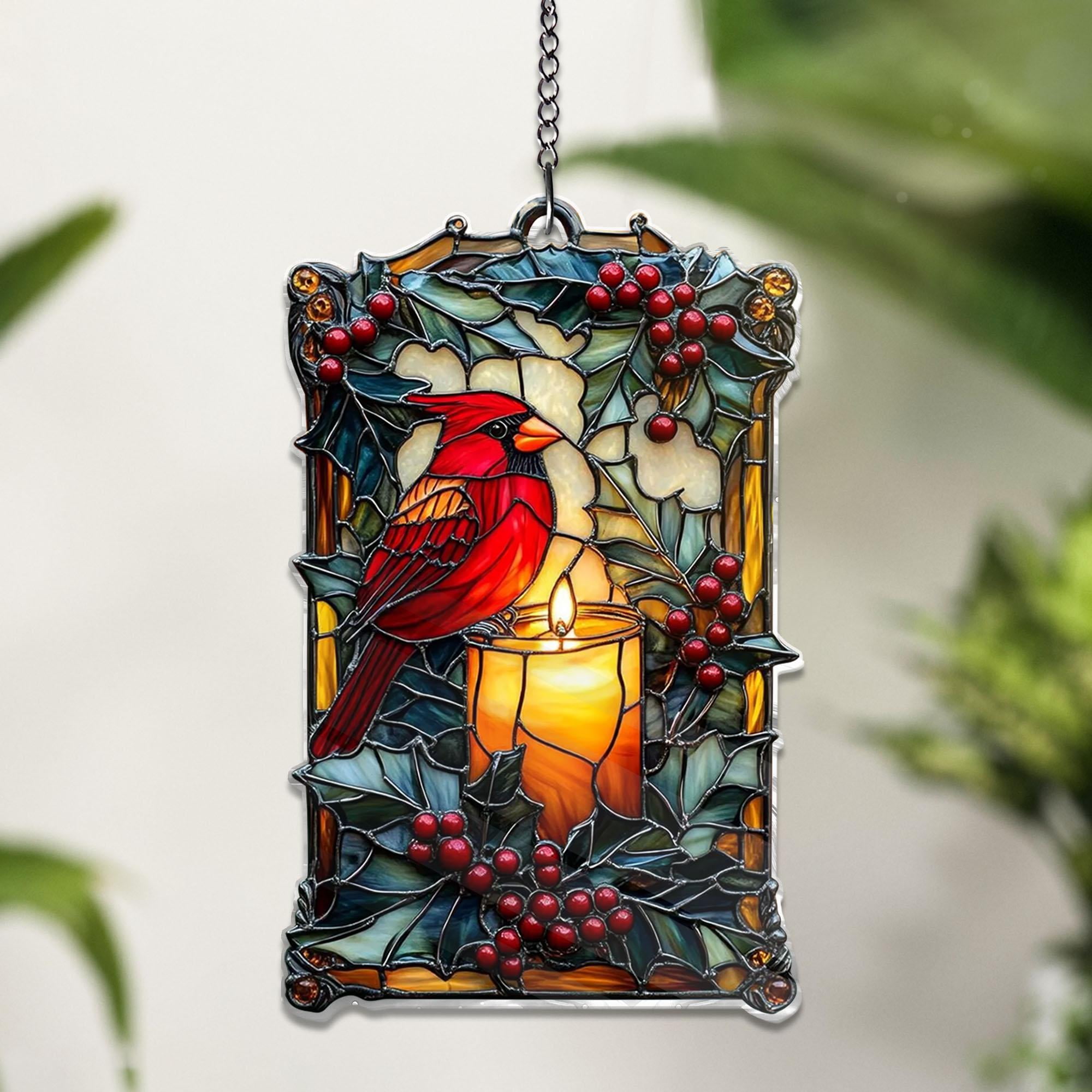 Cardinal Glass ACRYLIC Window Hanging, Bird Glass Art, Cardinal ...