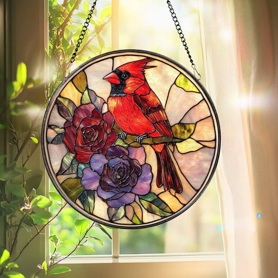 Cardinal Glass Suncatcher, Remembrance Window Ornament, 3.5 in ...