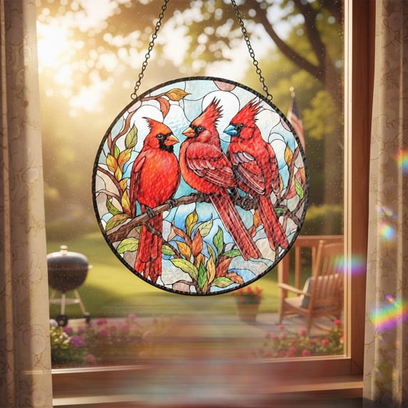 Cardinal Glass Window Decor, Suncatcher for Nature Lovers, 7.9 in ...