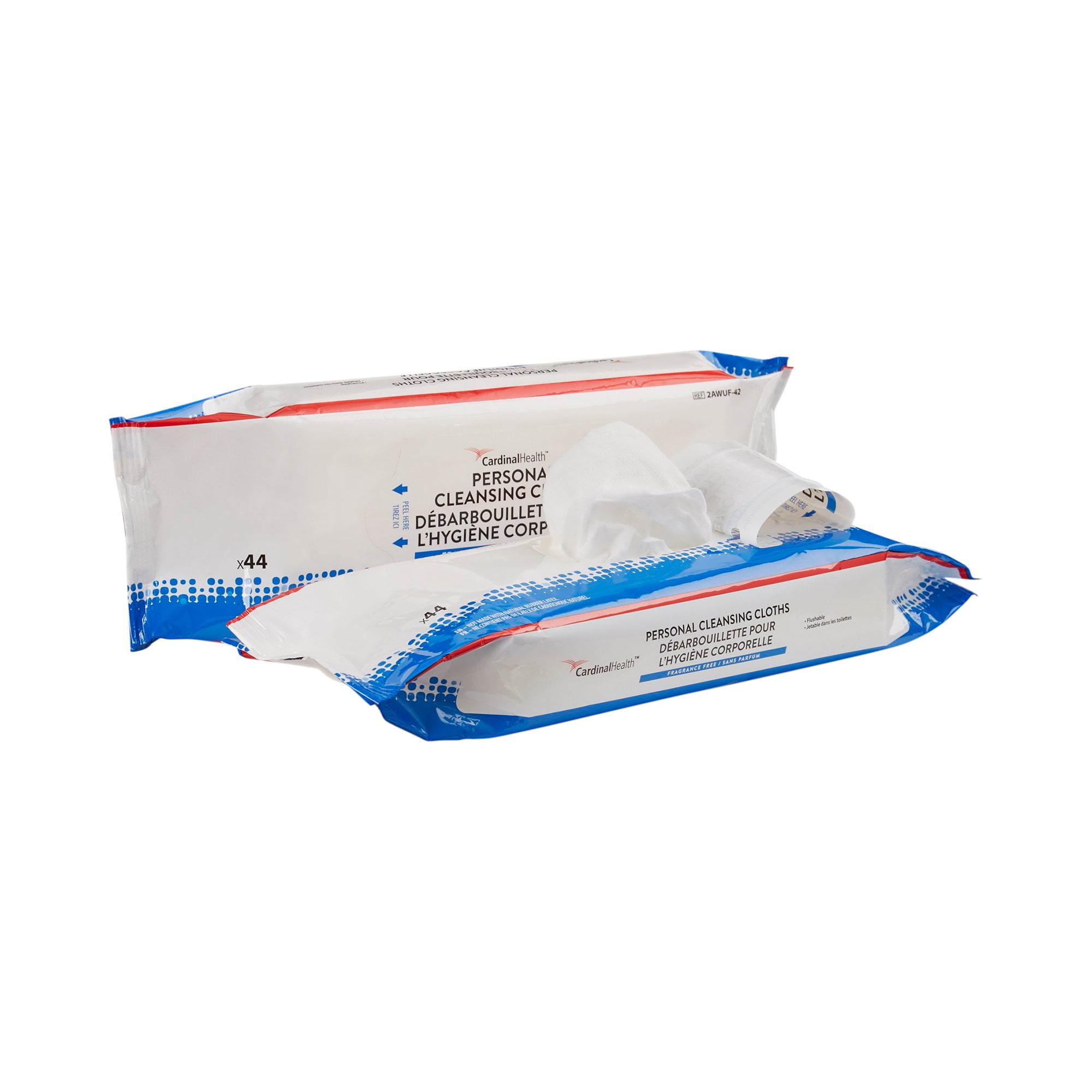 Cardinal Health Flushable Rinse-Free Personal Wipe 9 x 13" 2AWUF-42, 1 ...