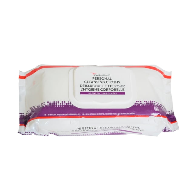 Cardinal Health Personal Wipes with Aloe, Rinse-Free, Non-Flushable, 9 ...