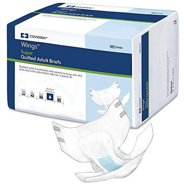 Cardinal Health, Quilted Adult Briefs, Wings™ Plus, Medium, 32 - 44 ...