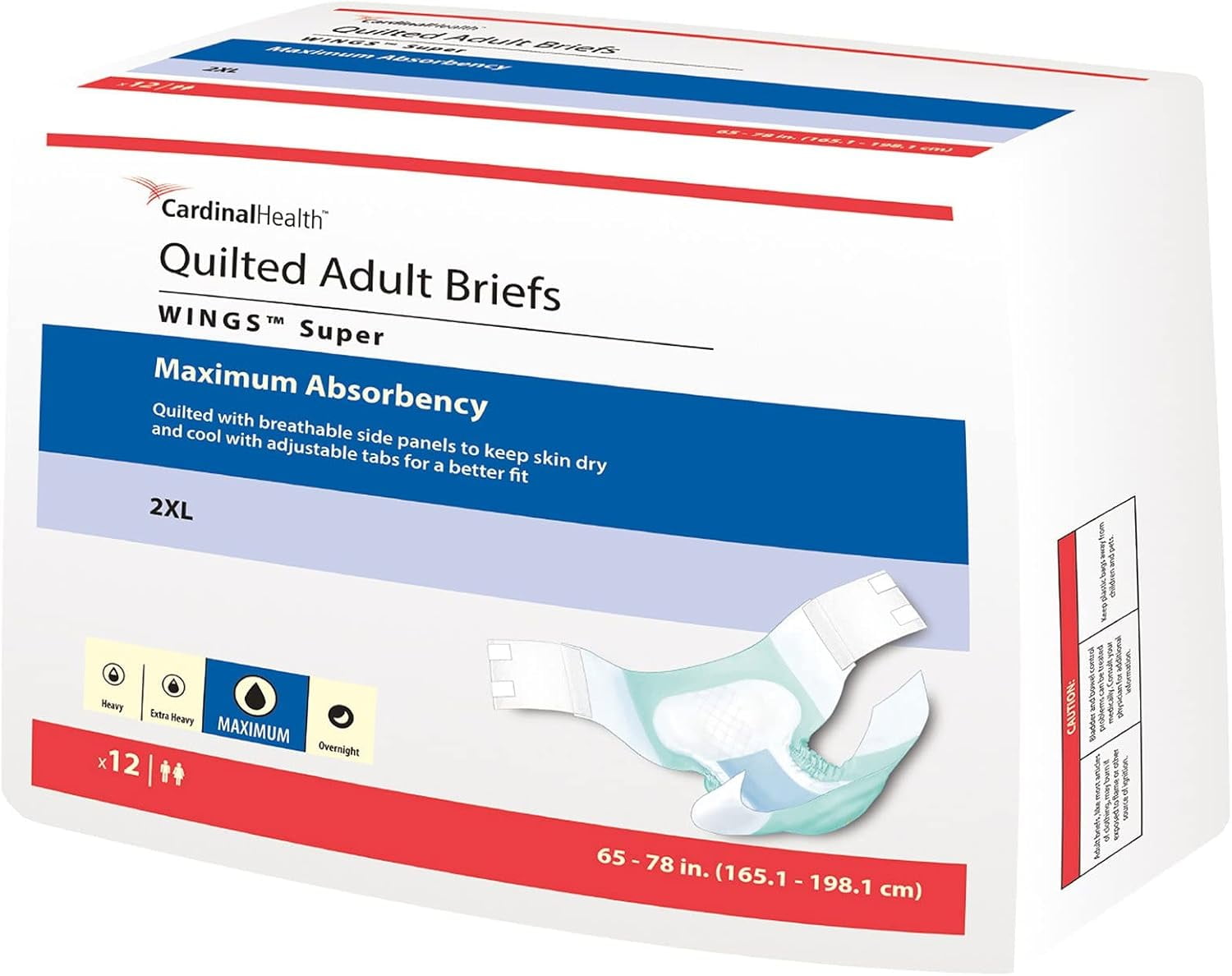 Cardinal Health™ Quilted Adult Briefs, Wings™ Super with BreatheEasy ...