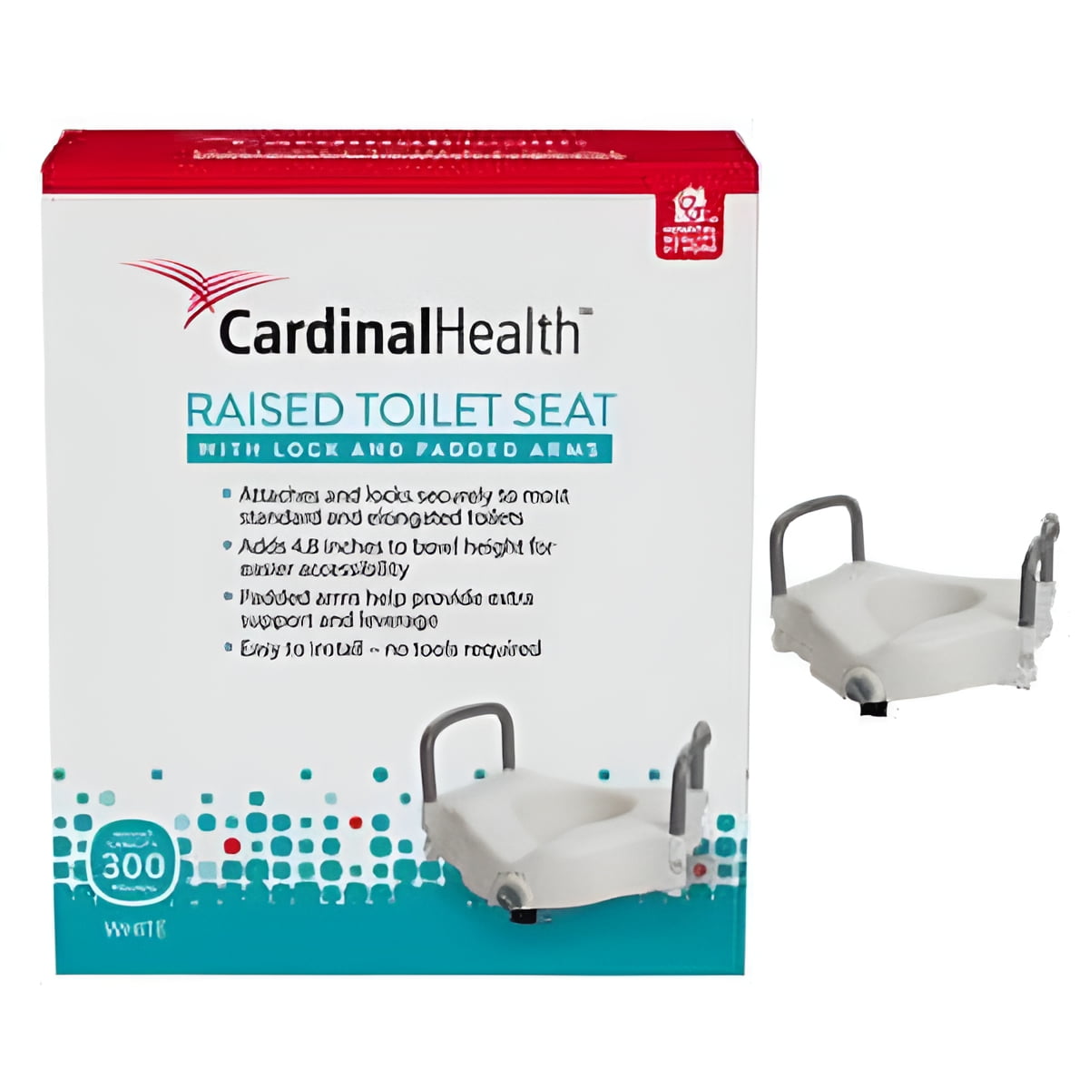 Cardinal Health Raised Toilet Seat, Lock, Padded Arm, Standard ...