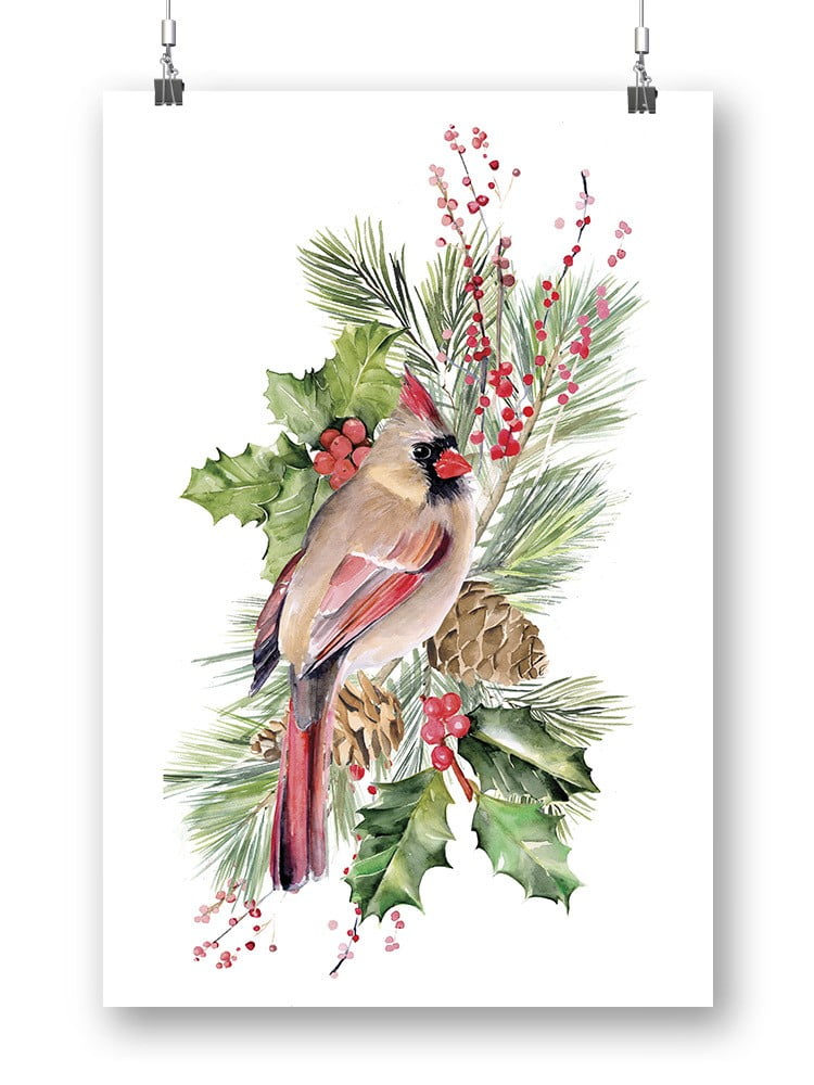 Cardinal Holly Christmas Poster - Jennifer Paxton Parker Designs ...